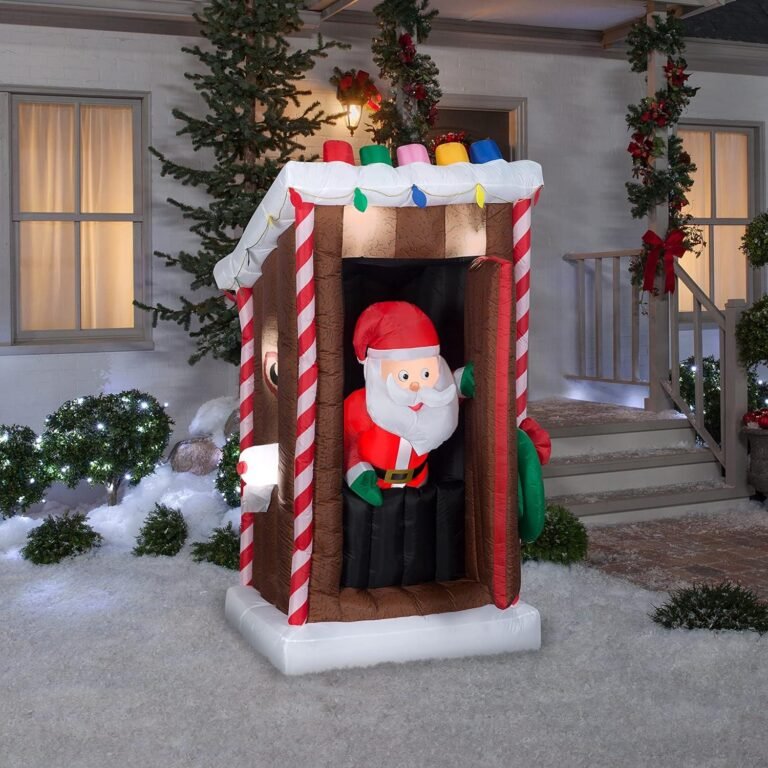 Gemmy Animated Christmas Airblown Inflatable Santa’s Outhouse, 6 ft ...