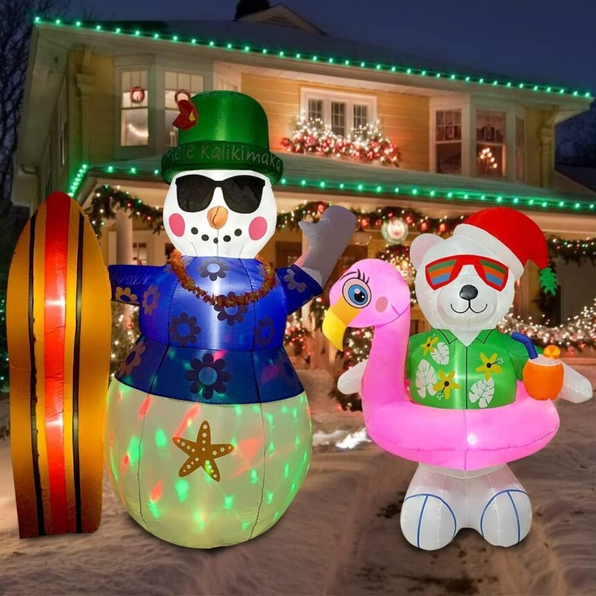 BLOWOUT FUN 8ft Inflatable Giant Christmas Hawaii Snowman with ...