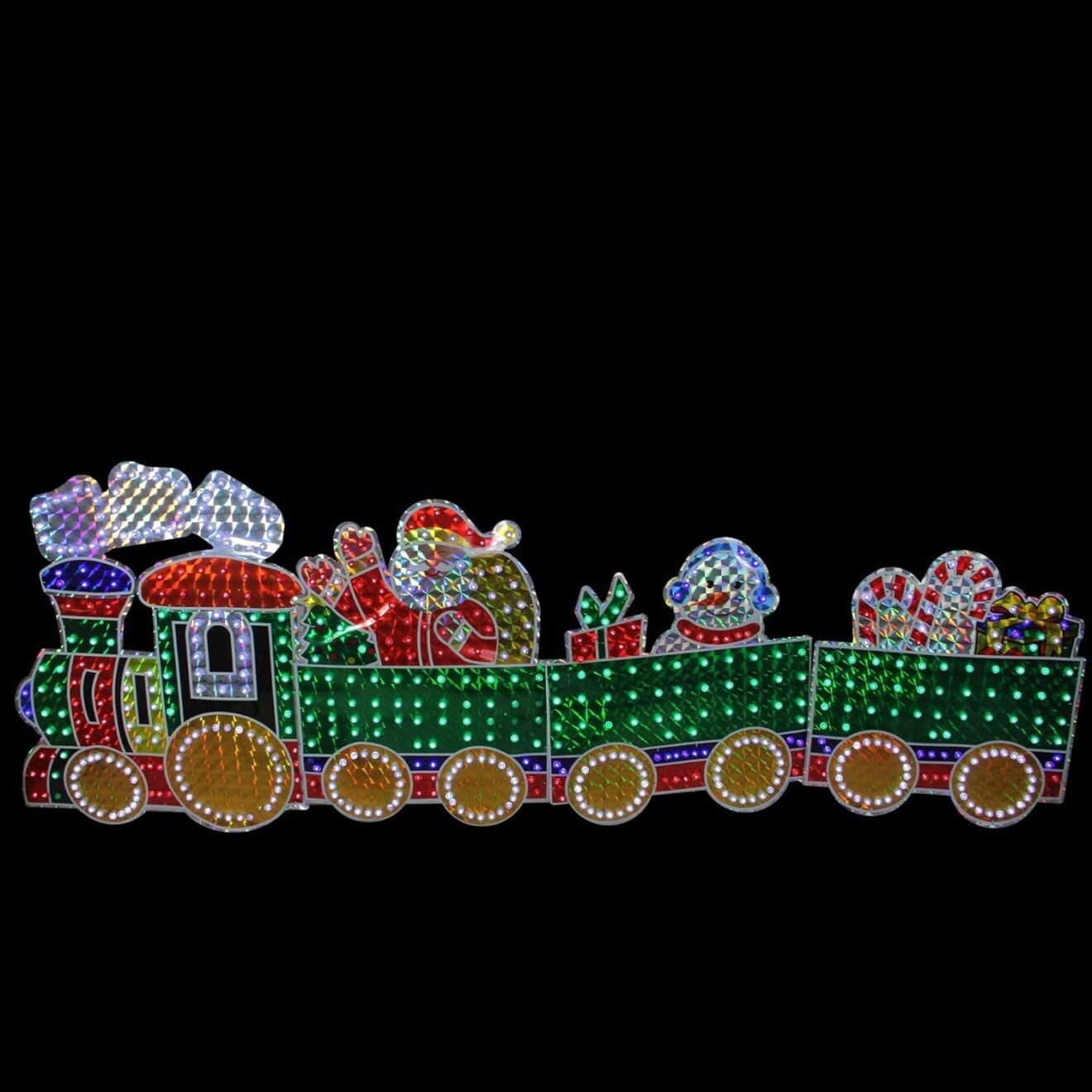 4-Piece Holographic LED Lighted Motion Train Set Outdoor Christmas ...