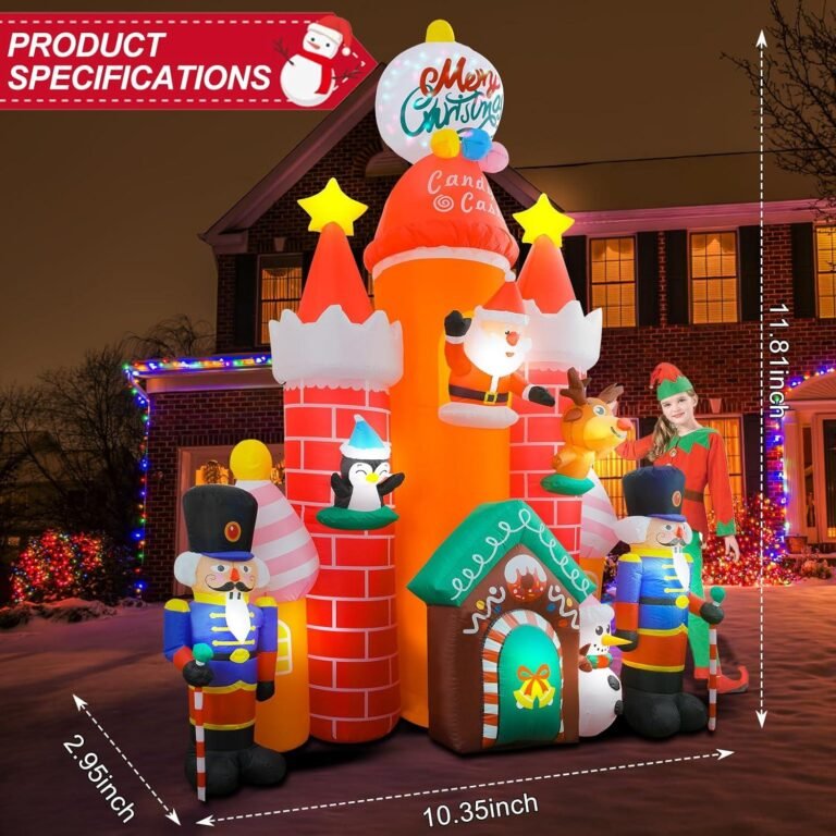 11Ft Christmas Inflatables Candy Castle, Blow Up Giant Christmas ...
