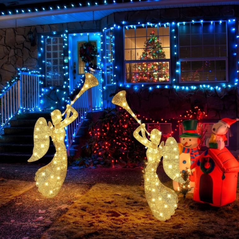 VIHOSE 2 Pcs Christmas Outdoor Lighted Angel Decoration 4ft Xmas Pre ...